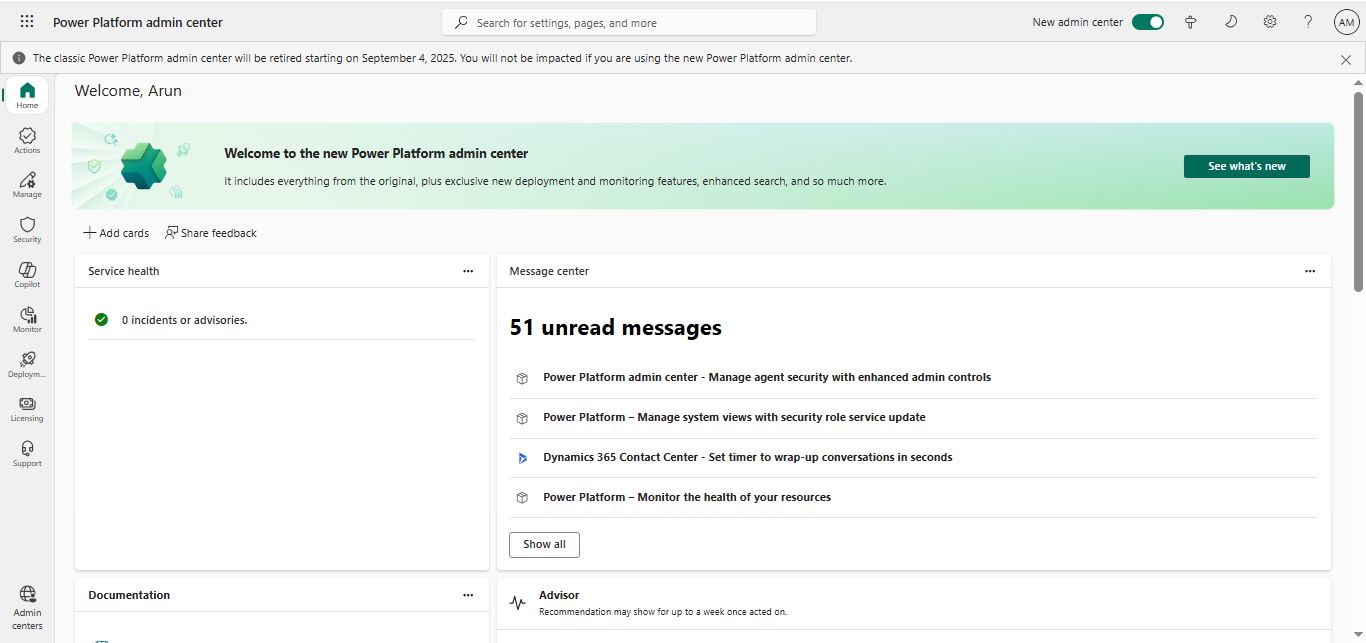 Power Platform Admin Center with New features - halfstack.org
